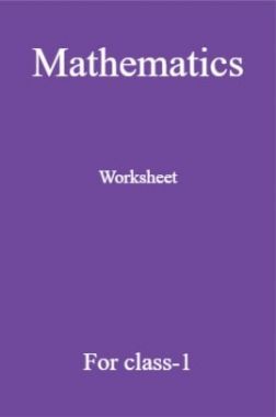 Download Mathematics Worksheet For Class-1 PDF Online 2021
